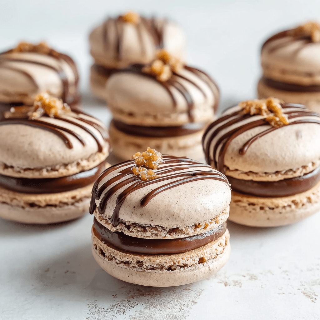 Nutella Drizzle Macarons