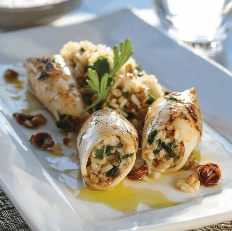 Tender Mediterranean Rice-Stuffed Calamari