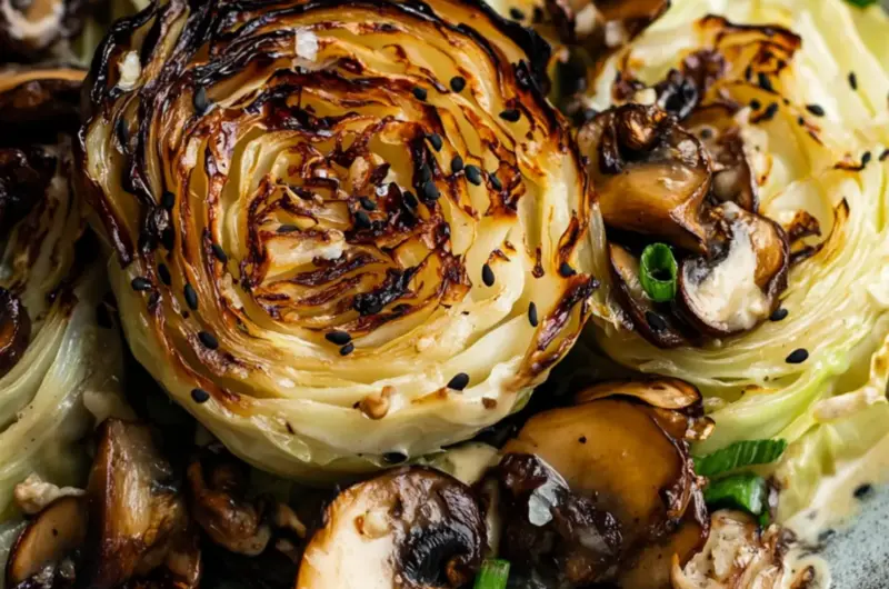 Ultimate Charred Cabbage with Creamy Miso Mushrooms Delight
