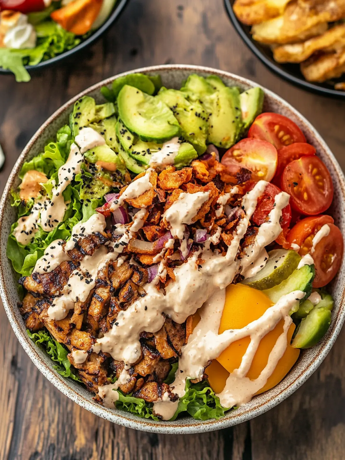 Ultimate Fully Loaded Burger Bowl with Delicious Special Sauce